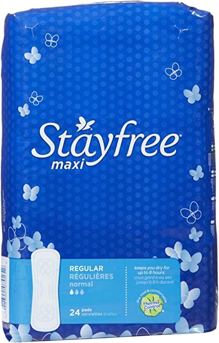 Stayfree Maxi Pads Regular With Wings 24 Ct